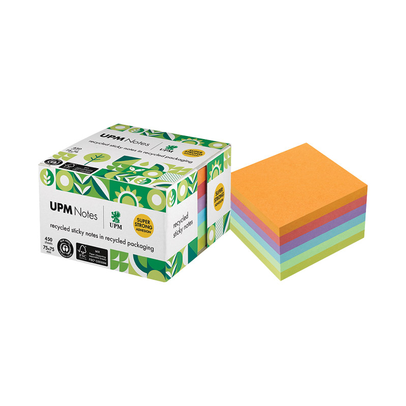 Blok Samolepljiv Kocka 75x75mm 450L UPM 5654-97UR Neon-5boja