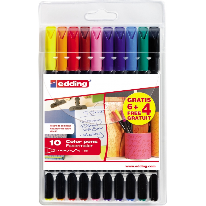 Flomasteri E-1200 1mm 1/10 (8+2 Gratis) Etui Edding