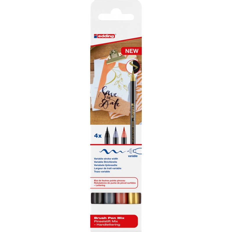 Brush Flomasteri E-1340, 1-6 Mm Metalik Set 1/4 Edding Sortirano
