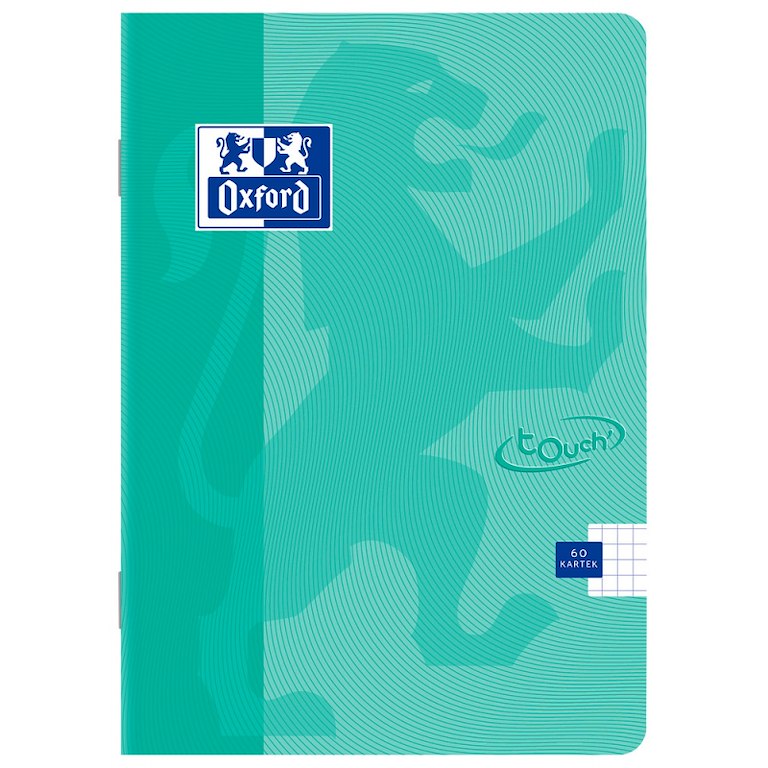 Sveska A5 Oxford TP 60 Lista Touch Pastel, 90g, Optički Papir, Margine Tirkiz Oxford Karo