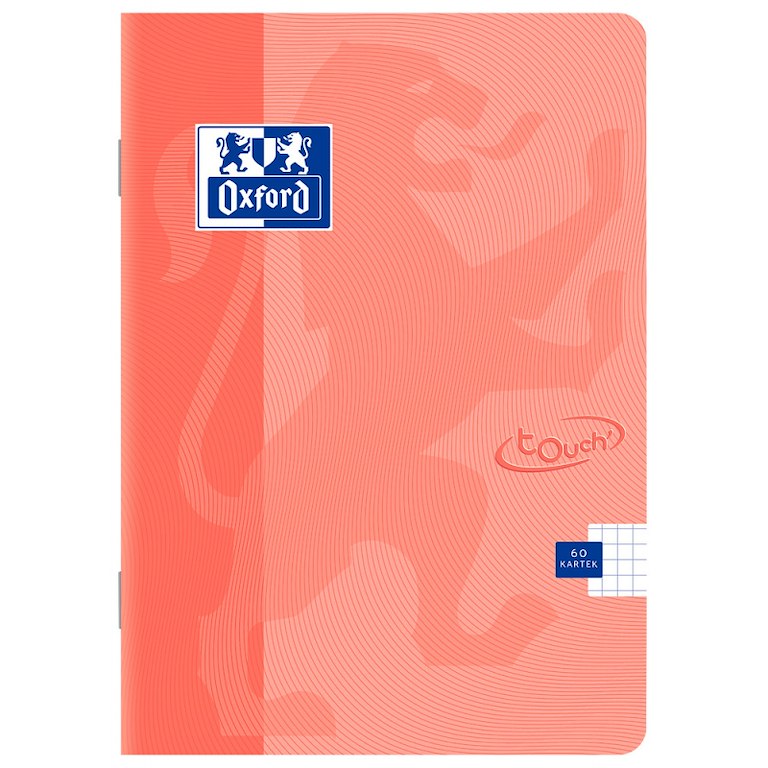 Sveska A5 Oxford TP 60 Lista Touch Pastel, 90g, Optički Papir, Margine Crvena Oxford Karo