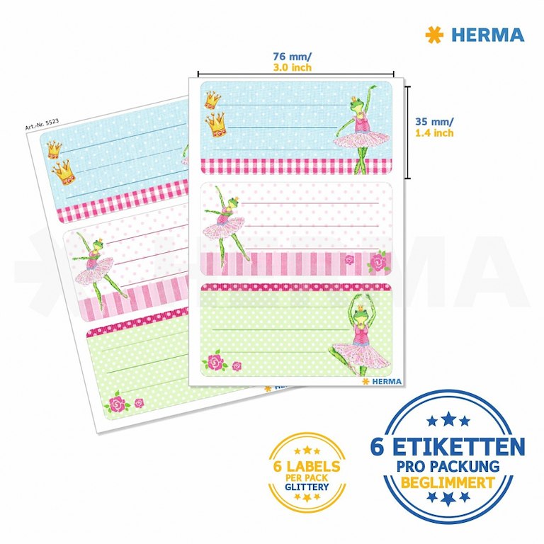 Stikeri VARIO FROG BALLERINA, GLITTERY Herma
