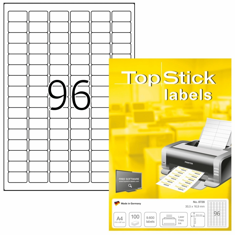 Etikete TOPSTICK 30,5x16,9 A4/96 1/100 Herma
