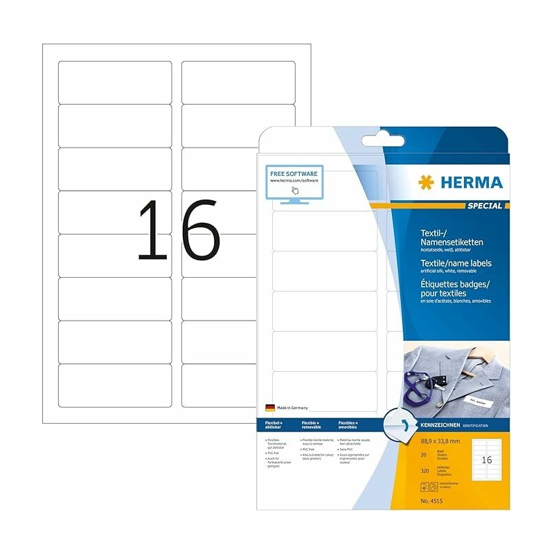 ID Etikete 88,9X33,8 A4/16 1/20, Bela Herma
