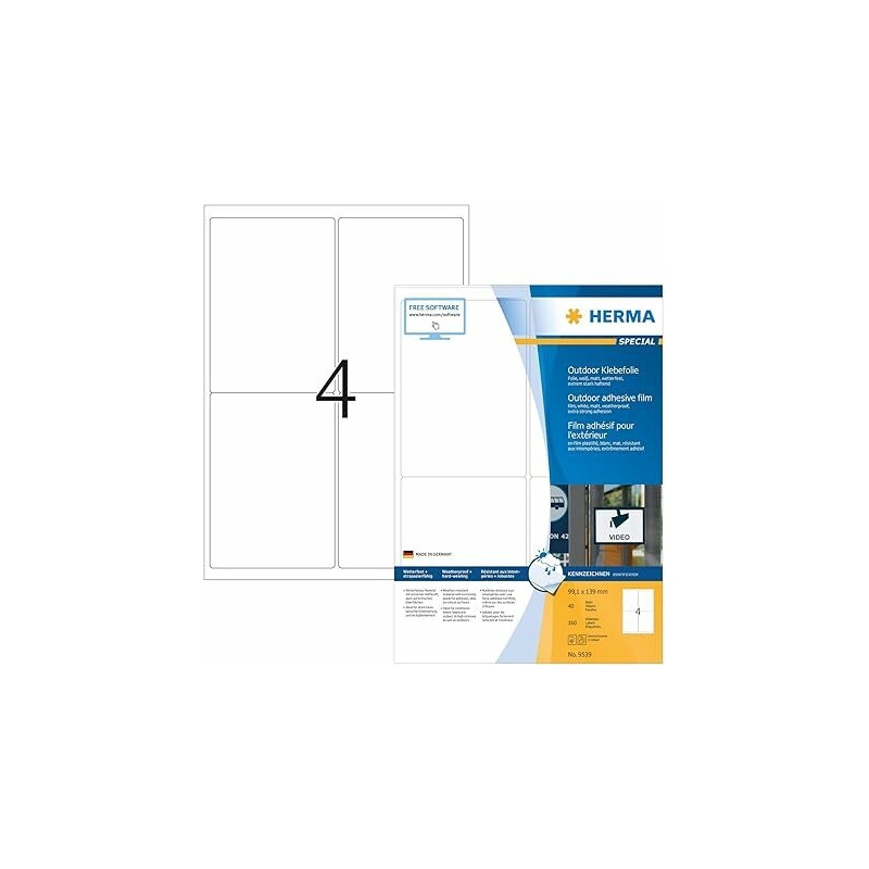 Outdoor Etikete 99,1x139 A4 1/40 Bela Herma