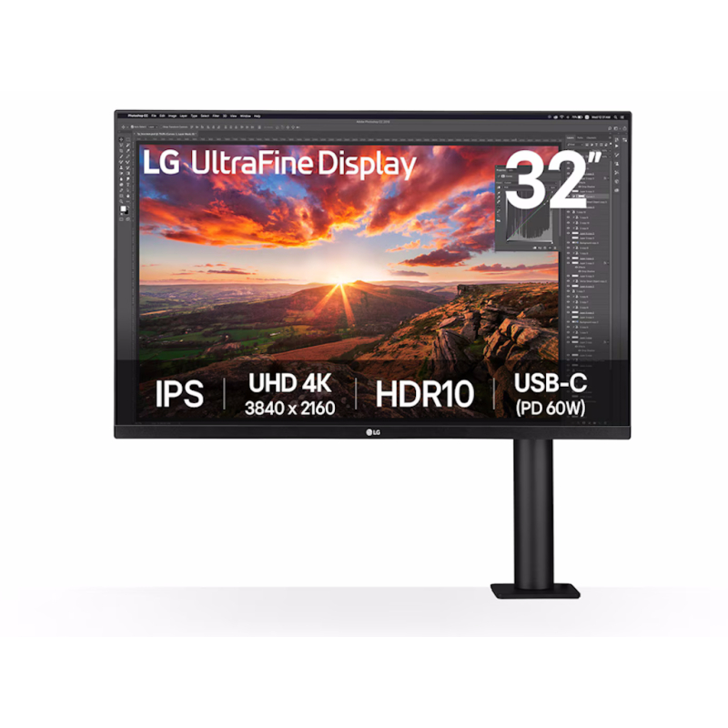 Monitor LG ERGO 32UN880K-B 31.5"/IPS/3840x2160/60Hz/5ms GtG/HDMIx2,DP,USB/Pivot,Visina/VESA/Zvucnici