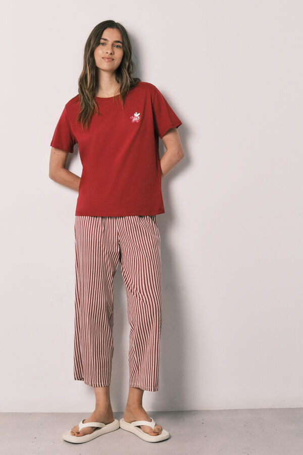 Gestreifter Snoopy-Pyjama Capri aus Baumwolle