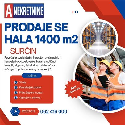 Skladište 1400 kvm, Surčin, moguć ulazak šlepera
