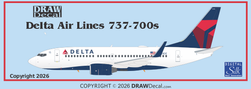 NEW! Draw Decal 10-737-221 Boeing 737-700 - Delta Air Lines