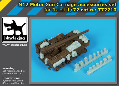 NEW! Black Dog T72210 US M12 Motor Gun Carriage - Accessories Set (for Italeri Kits)