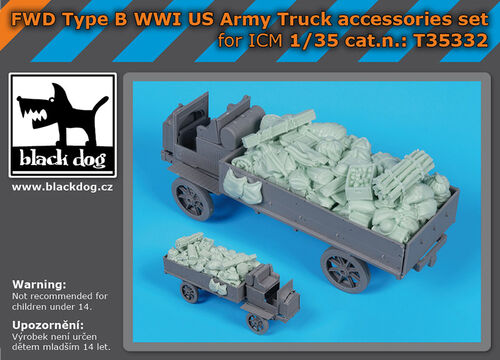 Black Dog T35332 FWD Type B WWI US Army Truck - Accessories Set (for ICM Kits)