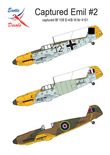 NEW! Exotic Decals 32032 Captured Emil No.2 - Captured Bf-109 E-4/B W.Nr 4101