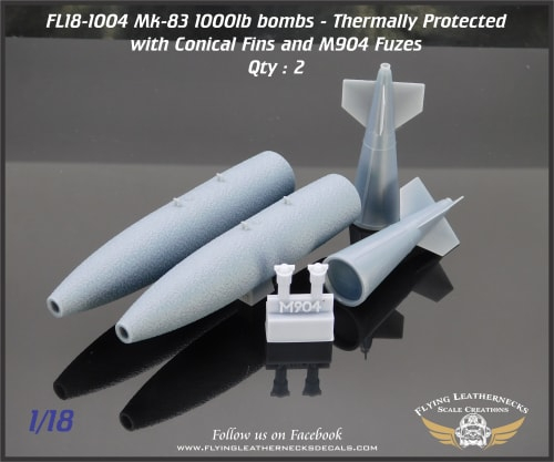 Flying Leathernecks 18-1004 Mark 83 1000lb Bomb with M904 Thermally Protected (2 pcs / 3D-Printed)