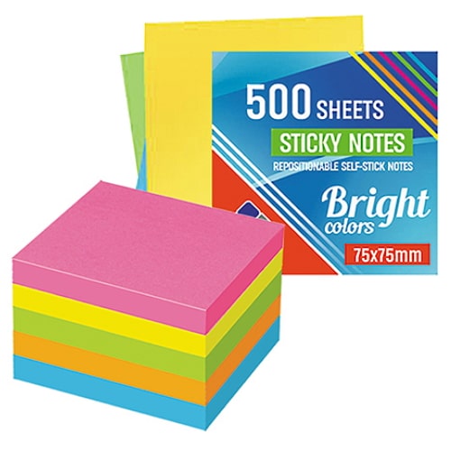 Samolepljivi blok kocka 75x75mmm 500lista sjajne boje NS23271 OF018