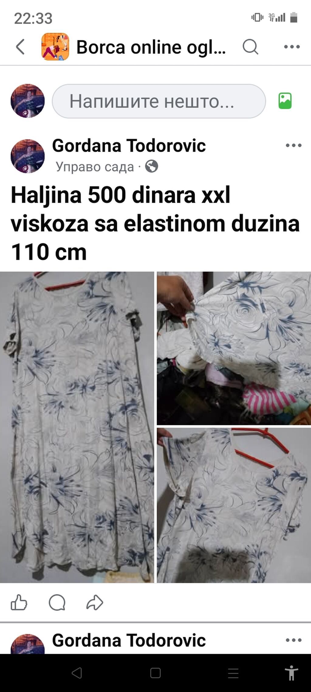 Haljina – veličina XXL Materijal: viskoza sa elastinom (prijatna