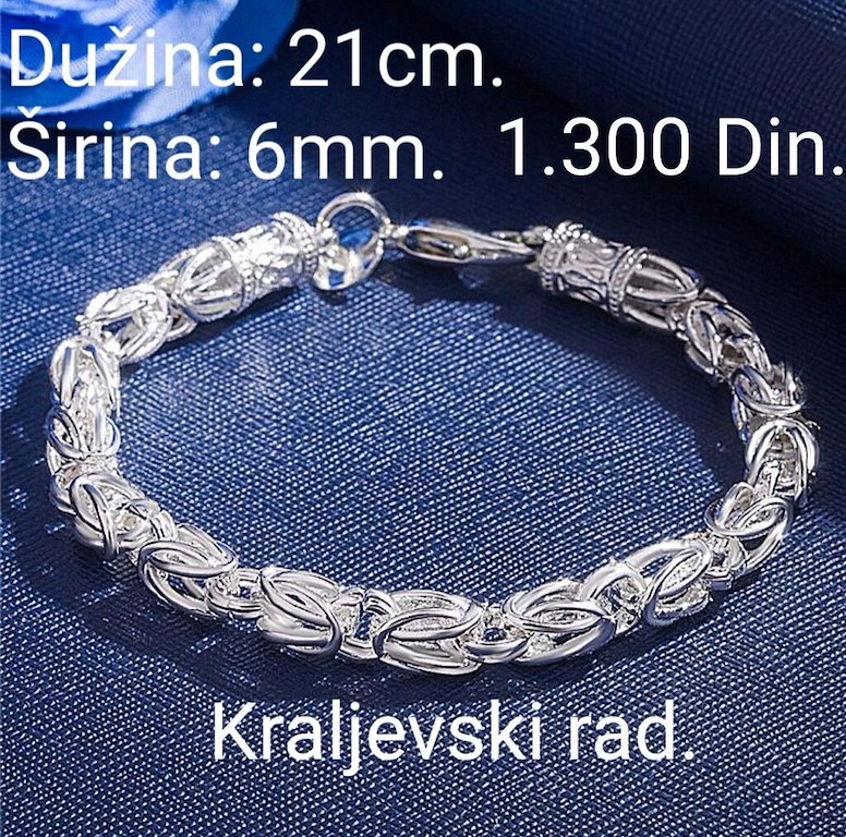 Posrebrena muška narukvica sa žigom S925 od hirurskog čelika –