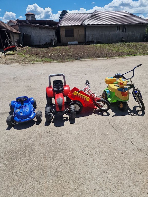 Set de dečjih vozila na guranje i pedale - Plavi karting-auto na