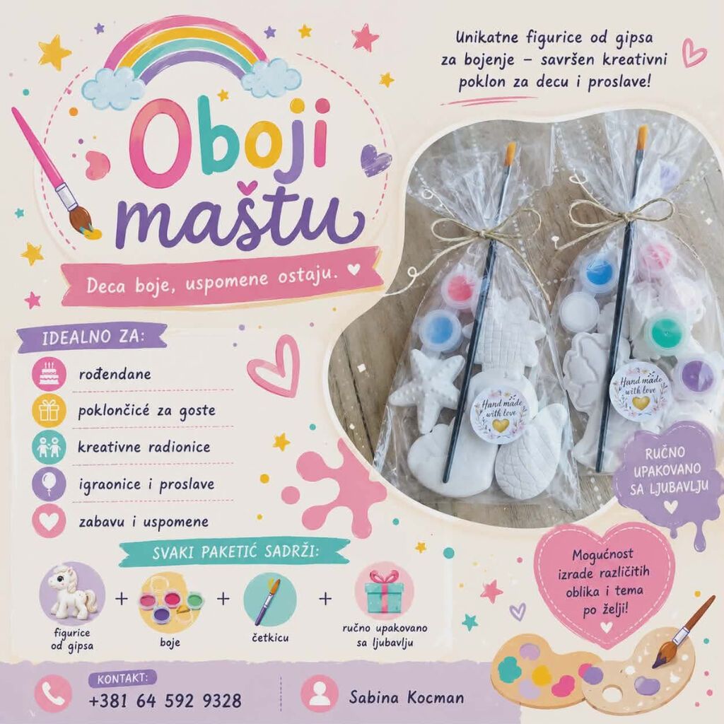 OBOJI MAŠTU – ručno rađeni setovi za bojenje gipsanih figurica