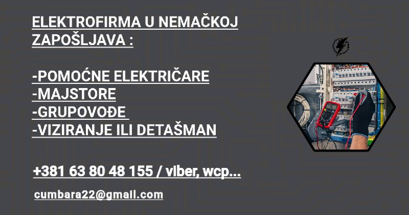 Posao za električare u Nemačkoj