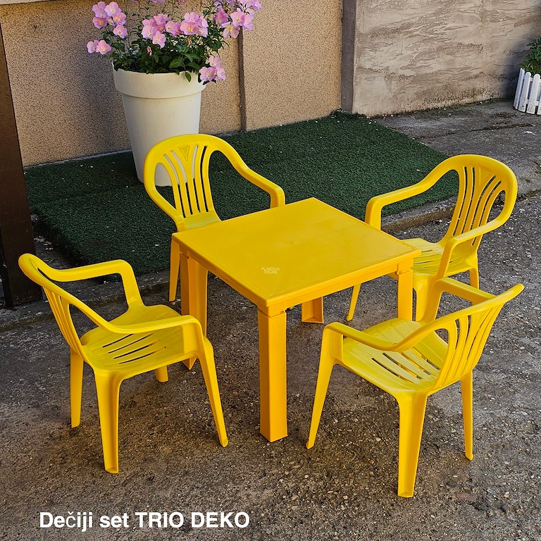 Dečiji set TRIO DECO – Sto i 4 stolice za decu žuti