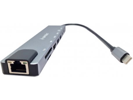 GEMBIRD USB HUB Type-C 8-in-1 multi-port adapter USB-C+USB-A+HDMI+PD+card+RJ45
