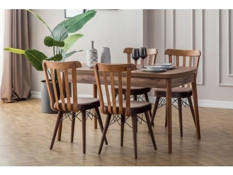 HANAH HOME Set Trpezarijski sto i 4 stolice Fergana Brown OUTLET