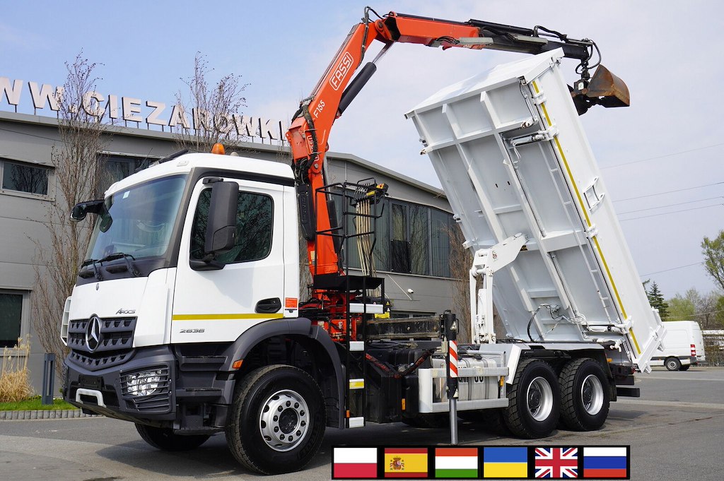Mercedes-Benz Arocs 2636 / 6x4 / HDS Fassi / 3-Way Tipper / Bortmatic kiper
