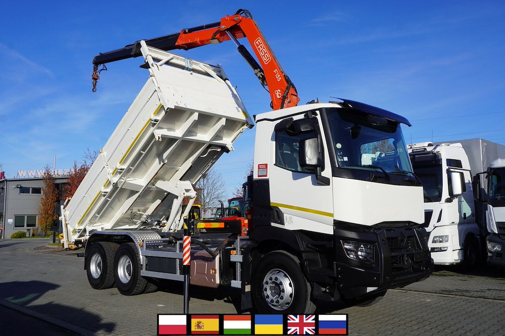 Renault C380 E6 6×4 / HDS Fassi F135 2700 MTH / Range 8 m / 5.6 t liftin kiper