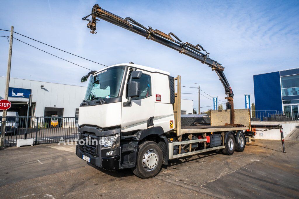 Renault C 480 -6X4 + HIAB 14T/m/3ext. kamion s ravnom platformom