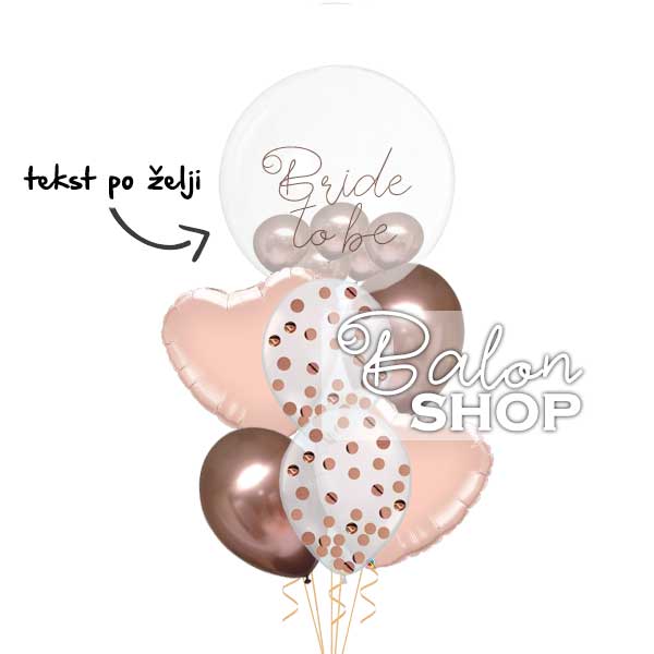 Rose gold baloni za devojačko veče u buketu