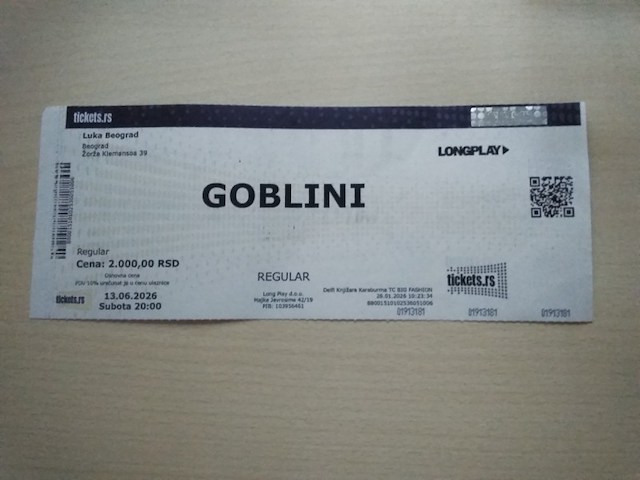 Ulaznica GOBLINI 13.06.2026.