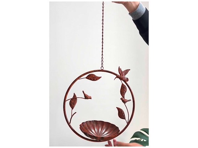 Viseća Metalna Hranilica za Ptice Rustični Leaf&;Bird