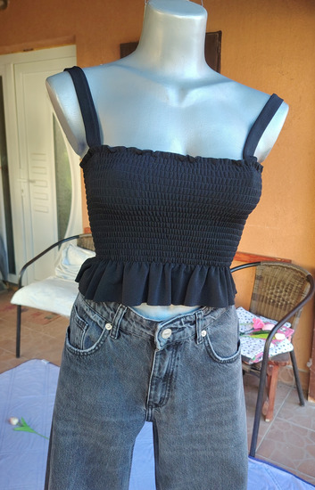 ZARA crni top sa žabicama M (KAO NOV)