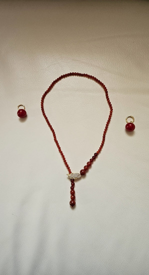 RezRed agate bead ogrlica i minđuše, novo