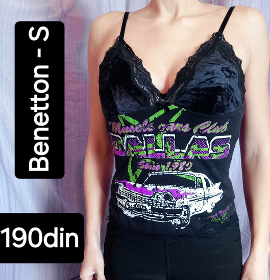 Benetton ženska majica bretele crna S/36