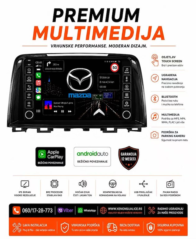 MAZDA CX5 MULTIMEDIJA ANDROID,CAR PLAY NAVIGACIJA TOUCH SCREEN 10 INCA
