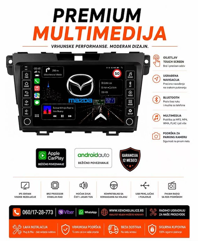 MAZDA CX7 MULTIMEDIJA ANDROID,CAR PLAY NAVIGACIJA TOUCH SCREEN 10 INCA