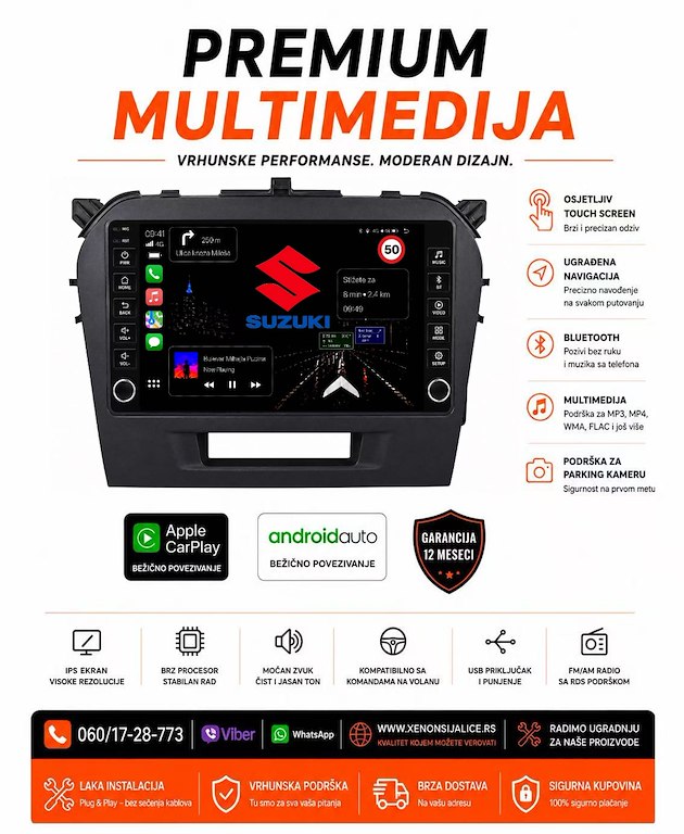 SUZUKI VITARA NOVI TIP MULTIMEDIJA ANDROID,CAR PLAY NAVIGACIJA TOUCH SCREEN 10 INCA