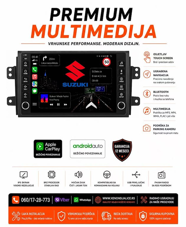 SUZUKI SX4 MULTIMEDIJA ANDROID,CAR PLAY NAVIGACIJA TOUCH SCREEN 10 INCA