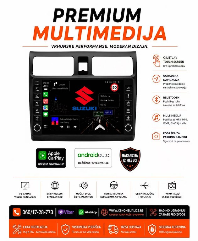 SUZUKI SWIFT MULTIMEDIJA ANDROID,CAR PLAY NAVIGACIJA TOUCH SCREEN 10 INCA