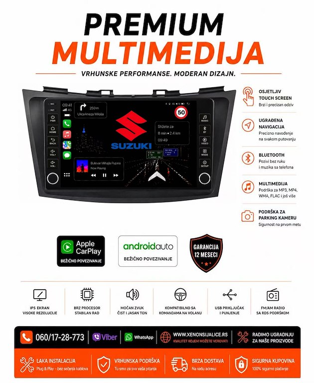 SUZUKI SWIFT MULTIMEDIJA ANDROID,CAR PLAY NAVIGACIJA TOUCH SCREEN 10 INCA