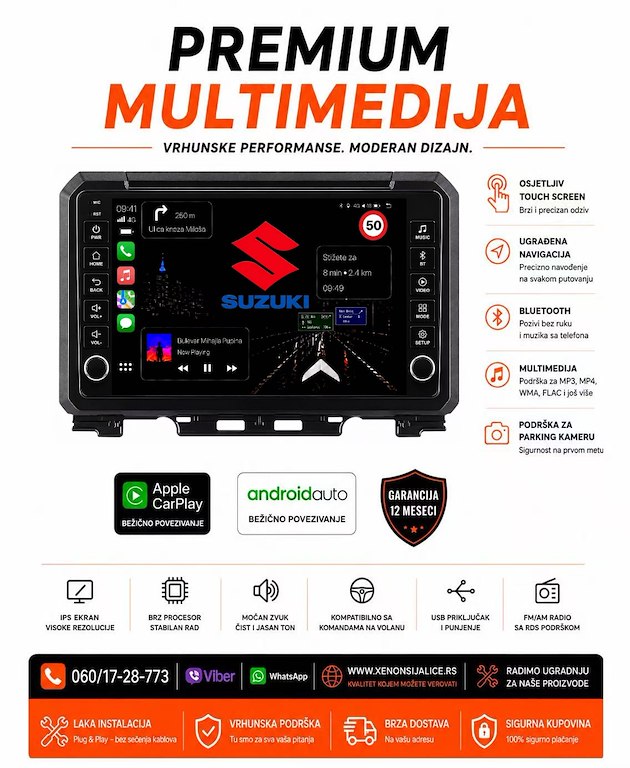 SUZUKI JIMNY MULTIMEDIJA ANDROID,CAR PLAY NAVIGACIJA TOUCH SCREEN 10 INCA