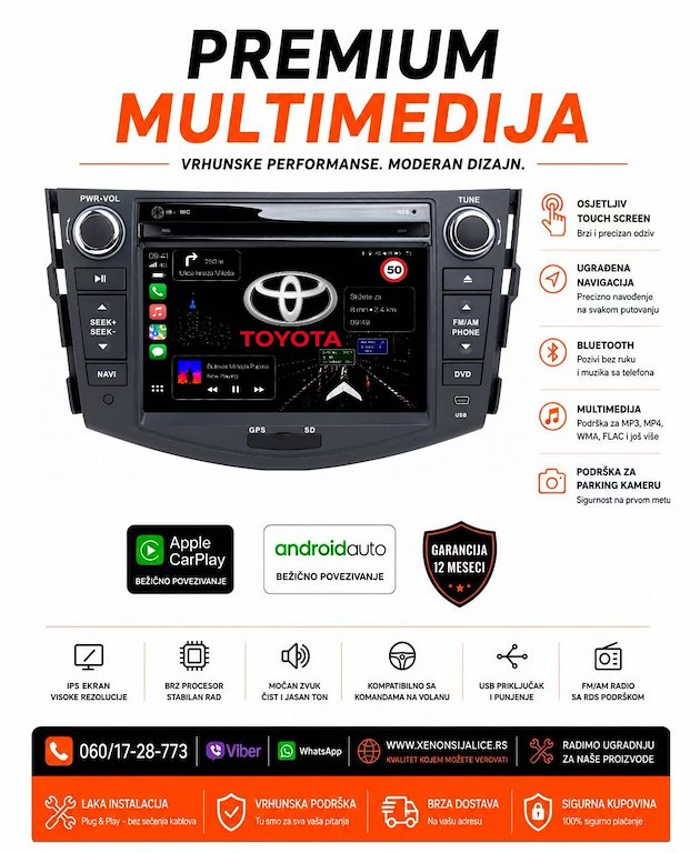 TOYOTA RAV 4 MULTIMEDIJA ANDROID,CAR PLAY NAVIGACIJA TOUCH SCREEN 10 INCA