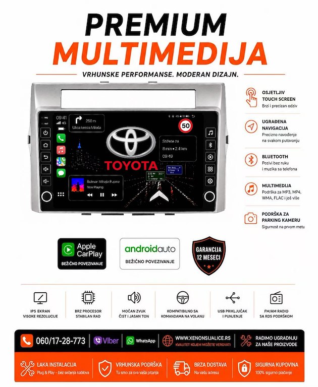 TOYOTA COROLLA VERSO MULTIMEDIJA ANDROID,CAR PLAY NAVIGACIJA TOUCH SCREEN 10 INCA