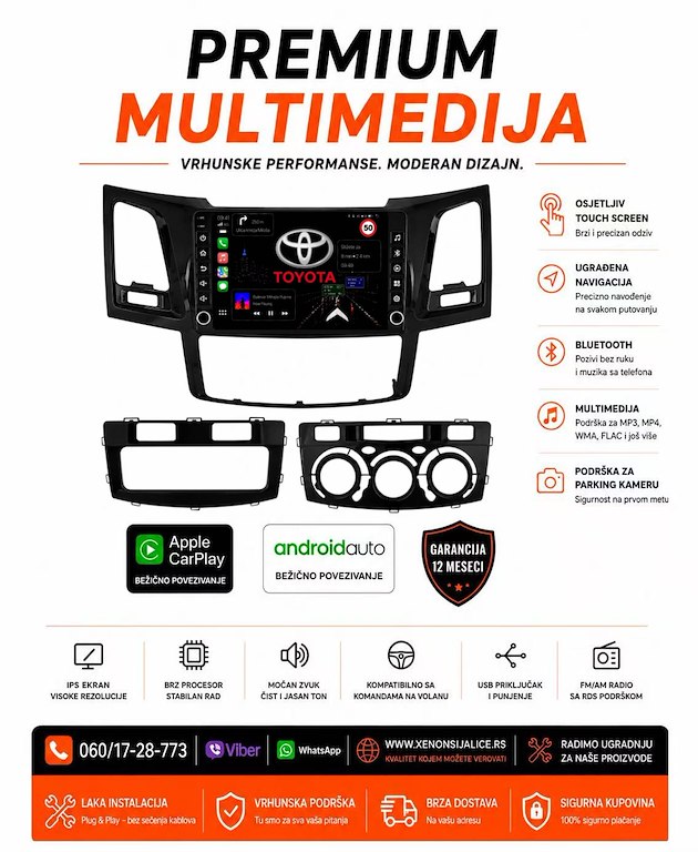 TOYOTA HILUX MULTIMEDIJA ANDROID,CAR PLAY NAVIGACIJA TOUCH SCREEN 10 INCA