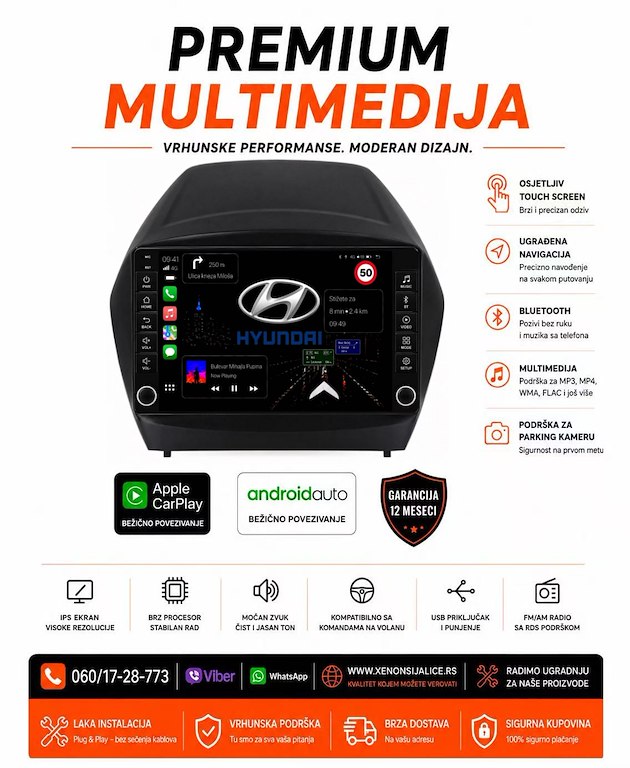 HYUNDAI TUCSON,IX35 MULTIMEDIJA ANDROID,CAR PLAY NAVIGACIJA TOUCH SCREEN 10 INCA