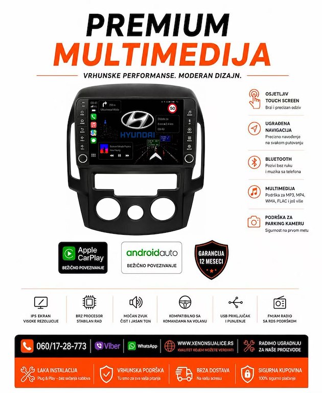 HYUNDAI I30 MANUELNA KLIMA MULTIMEDIJA ANDROID,CAR PLAY NAVIGACIJA TOUCH SCREEN 10 INCA