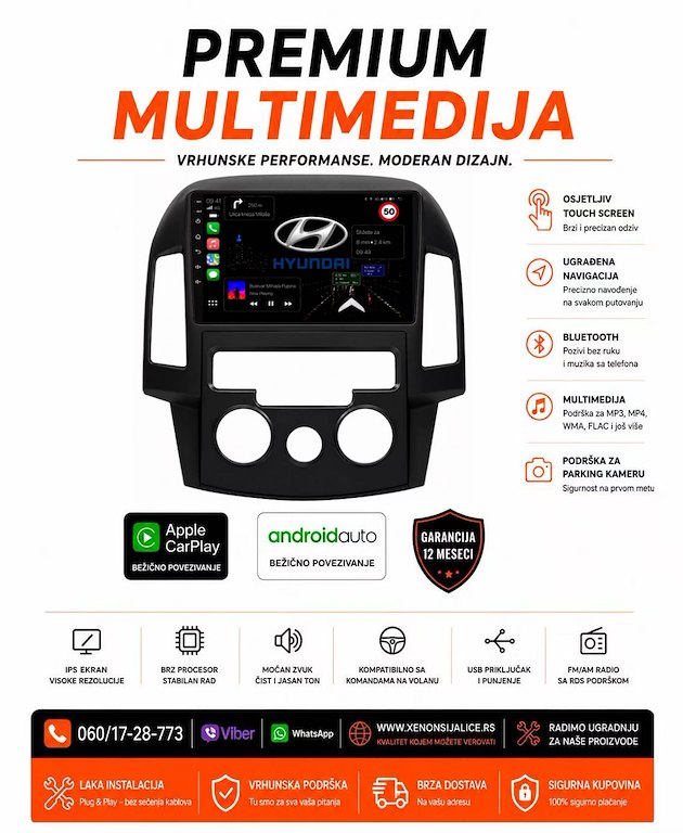 HYUNDAI I30 DIGITALNA KLIMA MULTIMEDIJA ANDROID,CAR PLAY NAVIGACIJA TOUCH SCREEN 10 INCA