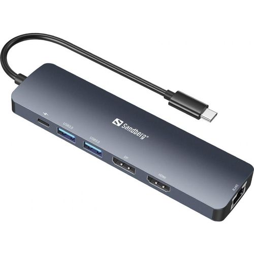 Sandberg USB-C 8K Display Dock HDMI/DP/LAN/2xUSB 3.0/USB C PD 100W 136-43