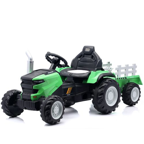 Dečiji traktor sa prikolicom i daljinskim zeleni